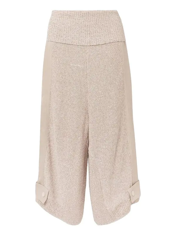 Stella McCartney Cropped Paneled Twill And Cotton-blend Pants - Beige