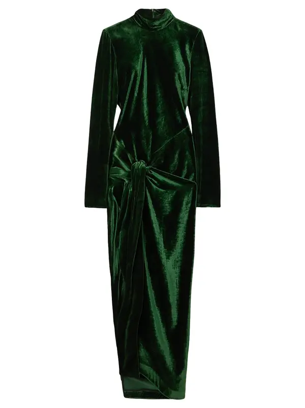 PETAR PETROV The Dusk Draped Velvet Maxi Dress - Forest Green