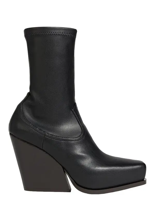 Stella McCartney Leather Cowboy Ankle Boots - Black
