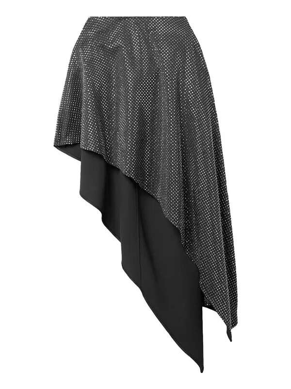 Stella McCartney Asymmetric Crystal-embellished Crepe Skirt - Dark Gray