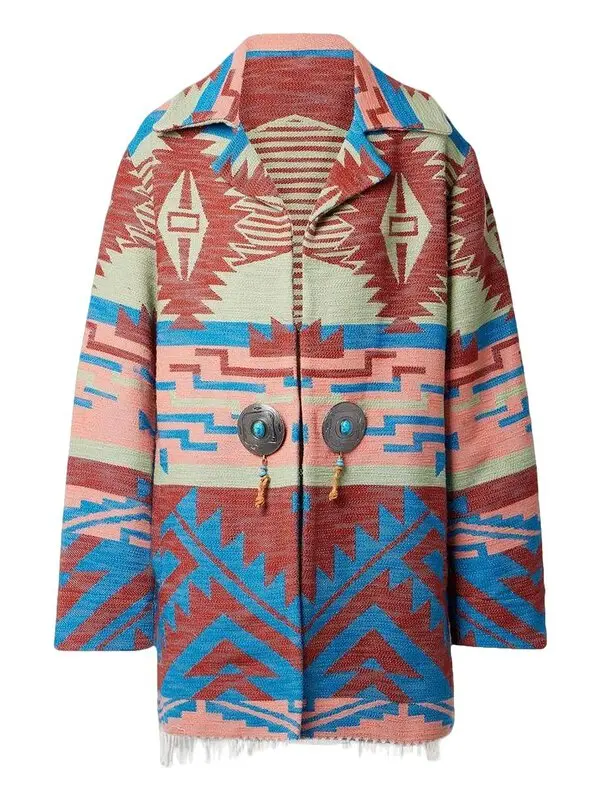 FORTELA Faryn Fringed Embellished Cotton-jacquard Jacket - Multicolor
