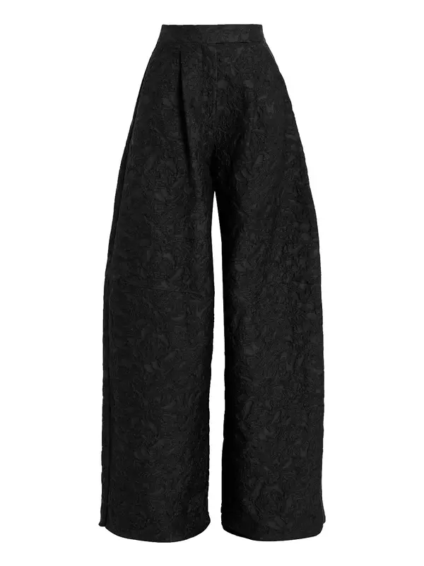 Max Mara Cotton-blend Jacquard Wide-leg Pants - Black