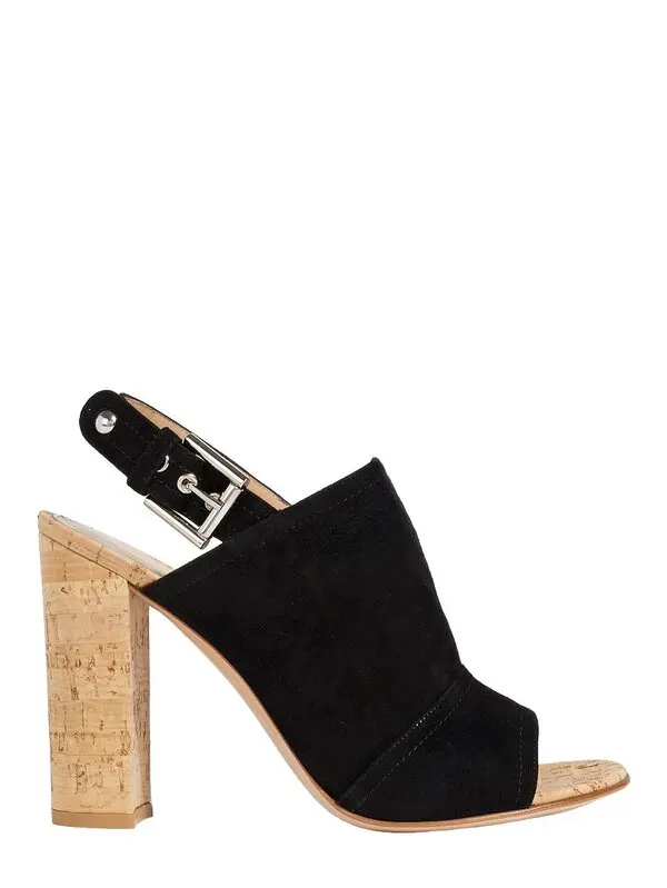 GIANVITO ROSSI Sierra Suede Slingback Sandals - Black