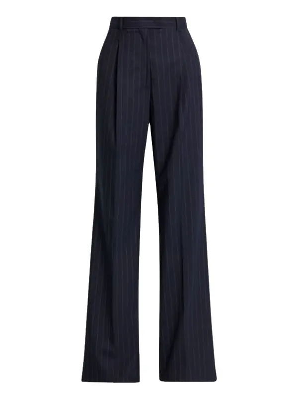 Max Mara Pinstriped Flared Pants - Navy