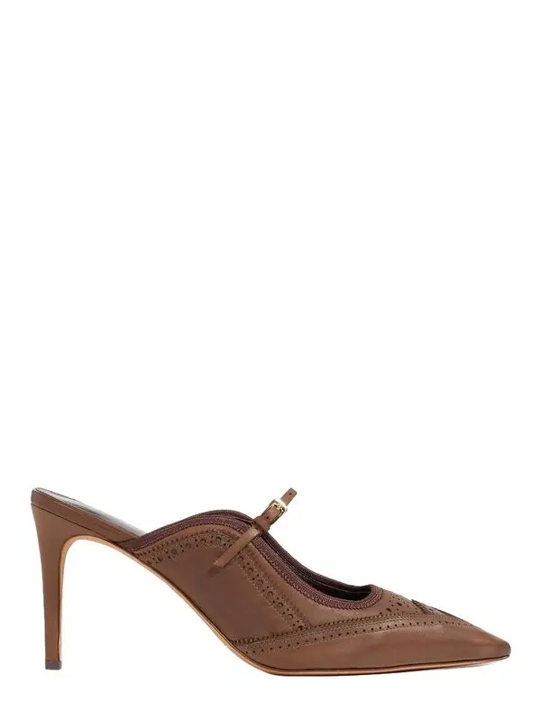 ALEXANDRE BIRMAN Millie 86 Perforated Leather Mules - Brown