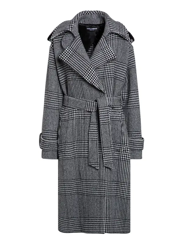 Dolce & Gabbana Houndstooth Wool Coat - Grey