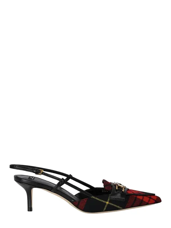Elisabetta Franchi Tartan Slingback Pumps - Black
