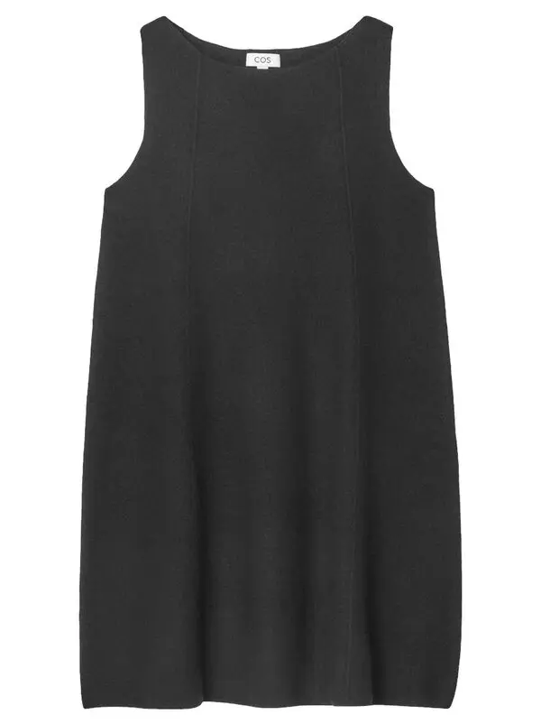 Cos Paneled Wool Mini Shift Dress - Black