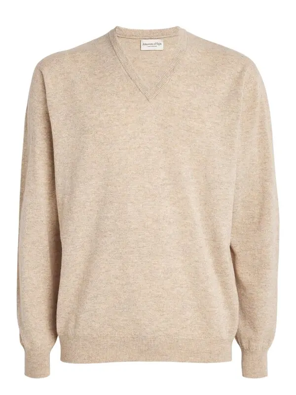 Johnstons Of Elgin Cashmere V-neck Sweater - Beige