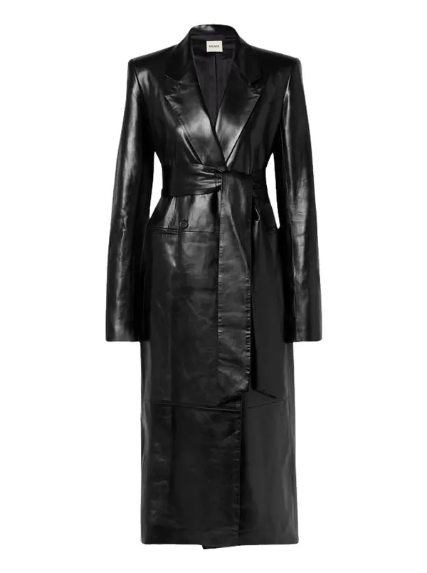 Khaite Lolo Belted Leather Coat - Black