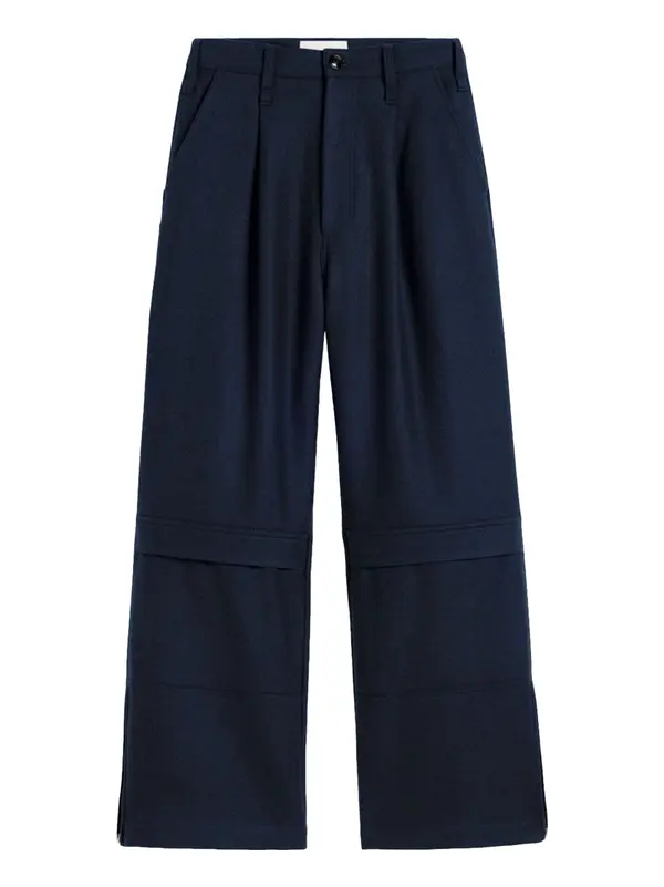 Ami Pleated Wide Leg Trousers - Blue