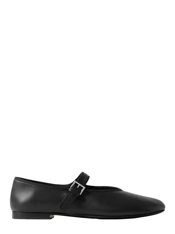 THE ROW Boheme Leather Mary Jane Ballet Flats - Black