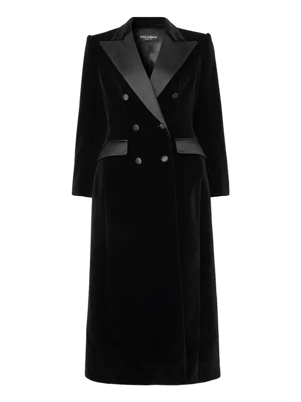 Dolce & Gabbana Double-breasted Velvet Coat - Black