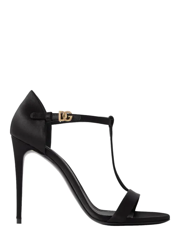 Dolce & Gabbana Satin T-bar Sandals - Black