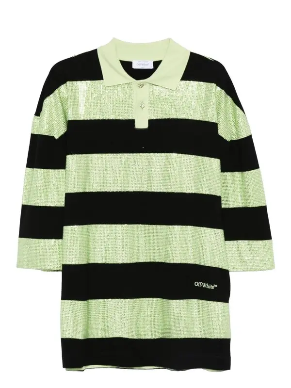 Off-White Crystal Stripes Polo Shirt - Green