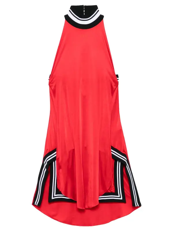 Off-White Satin Mini Dress - Red