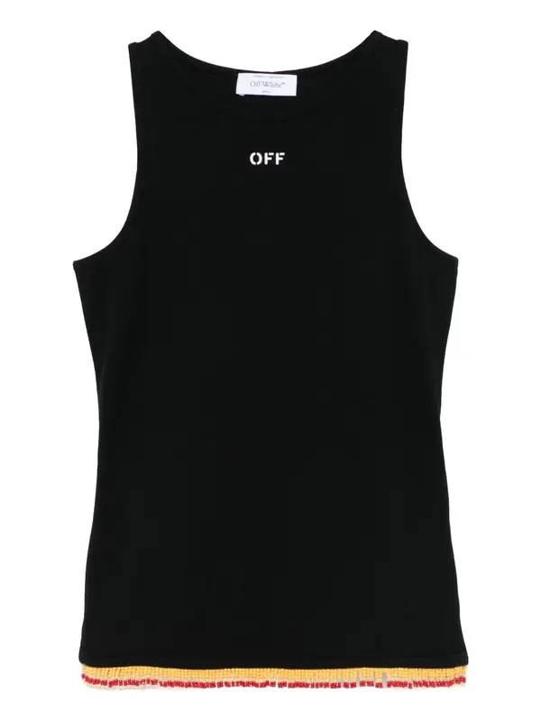 Off-White Beaded Tank Top - Black