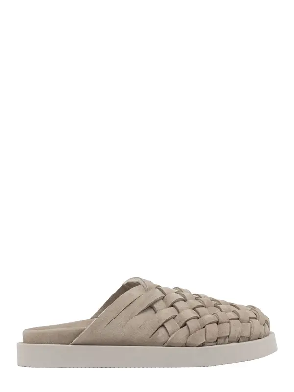 BOTTERO Woven-design Suede Slippers - Neutrals