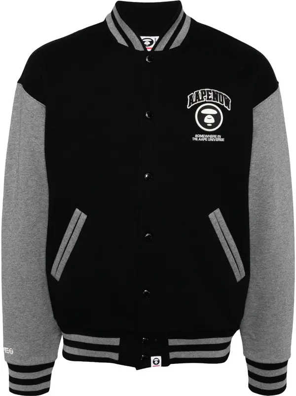 AAPE BY *A BATHING APE® Logo Baseball Jacket - Black