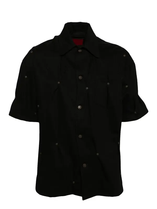 KUSIKOHC Multi-rivet Denim Short Sleeves Shirt - Black