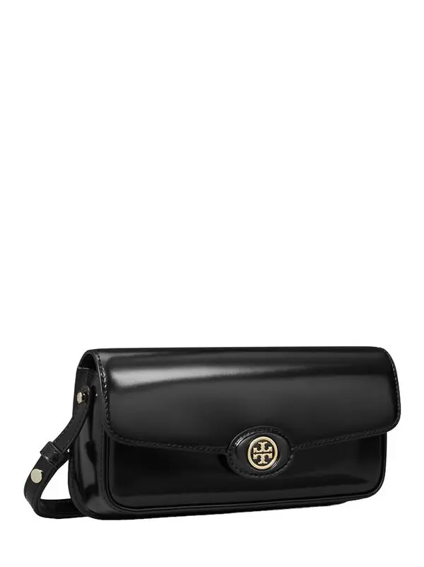 Tory Burch Robinson Spazzolato Rectangular Shoulder Bag - Black