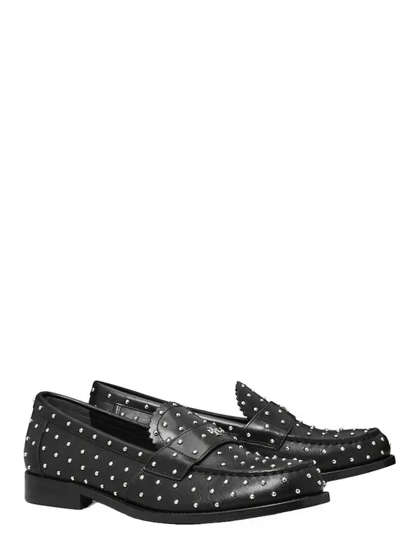 Tory Burch Studded Leather Loafers - Perfect Black/silver
