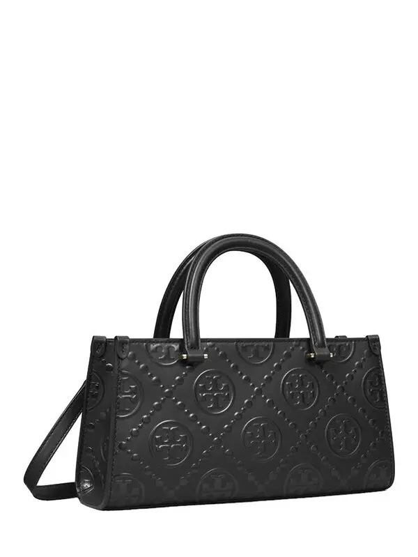 Tory Burch Monogram Embossed Small Rectangular Tote - Black