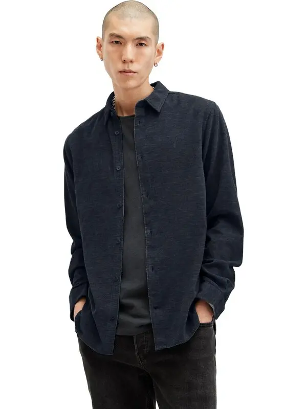 ALLSAINTS Lorella Textured Ramskull Shirt - Blue