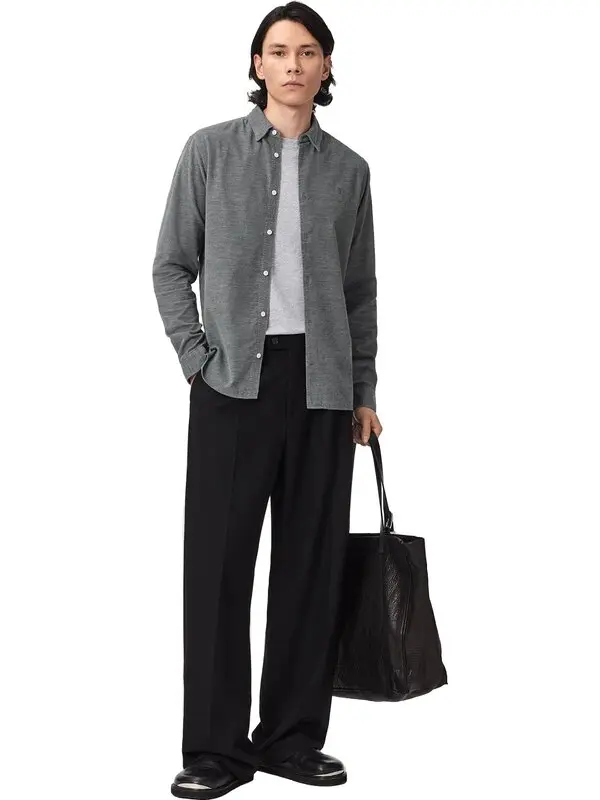 ALLSAINTS Lorella Textured Ramskull Shirt - Grey