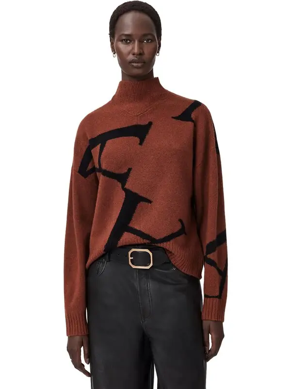 ALLSAINTS Star Wool Blend Sweater - Brown/blk