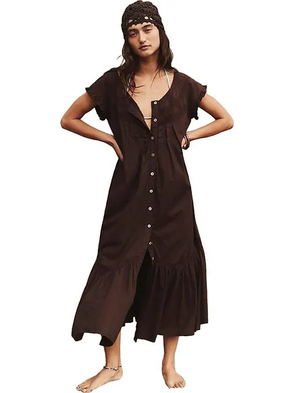 Free People Aster Midi Dress By - Double Espresso