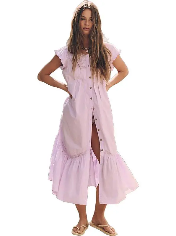 Free People Aster Midi Dress - Lavender Fog