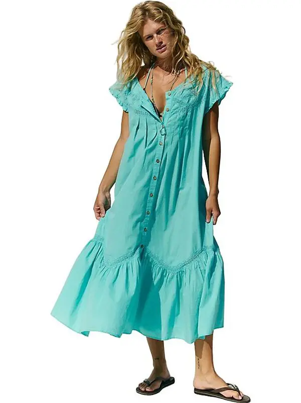 Free People Aster Midi Dress By - Waterfall Mist