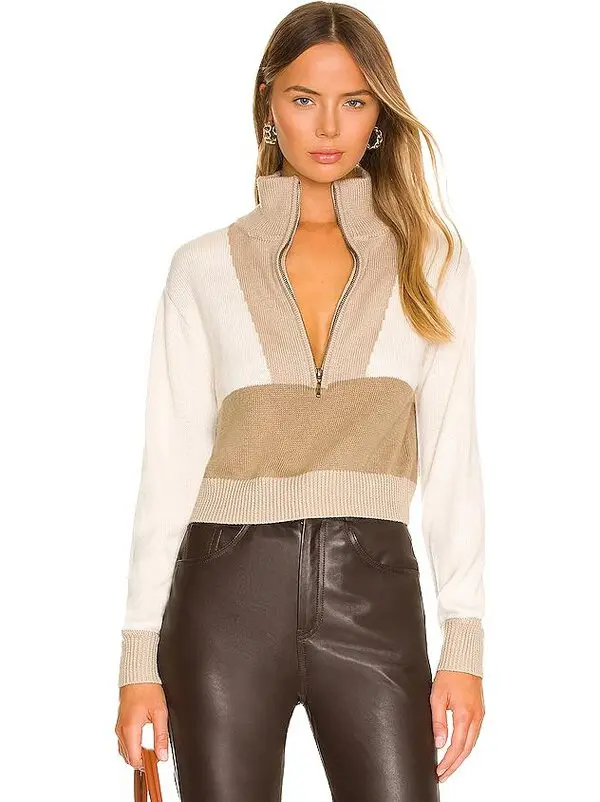 L'academie Cheshire Half Zip Sweater - Beige