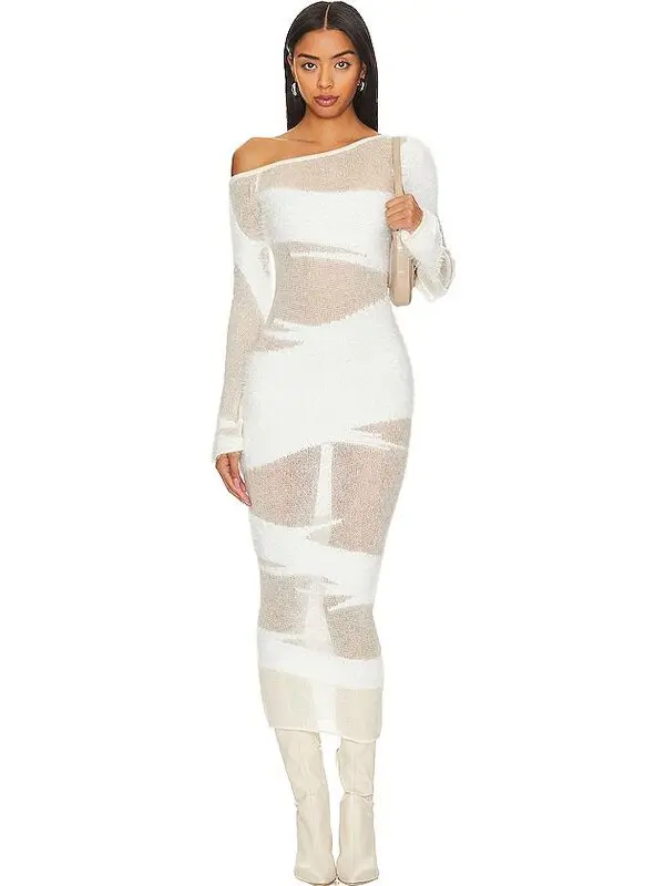 Nbd Conga Mixed Yarn Midi Dress - White