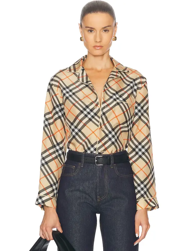 Burberry Silk Top - Sand Ip Check