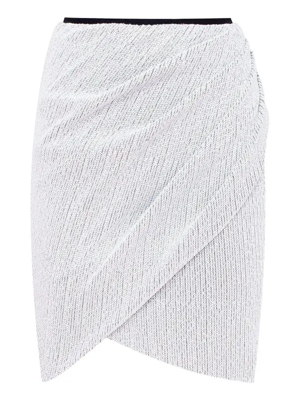 MILLA Sequined Wrapped Mini Skirt - White