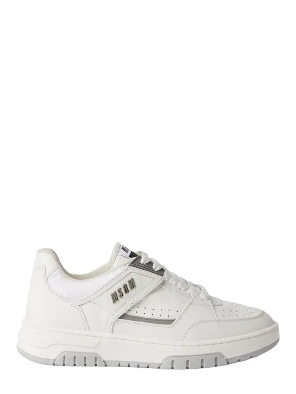 MSGM Logo-debossed Leather Sneakers - White