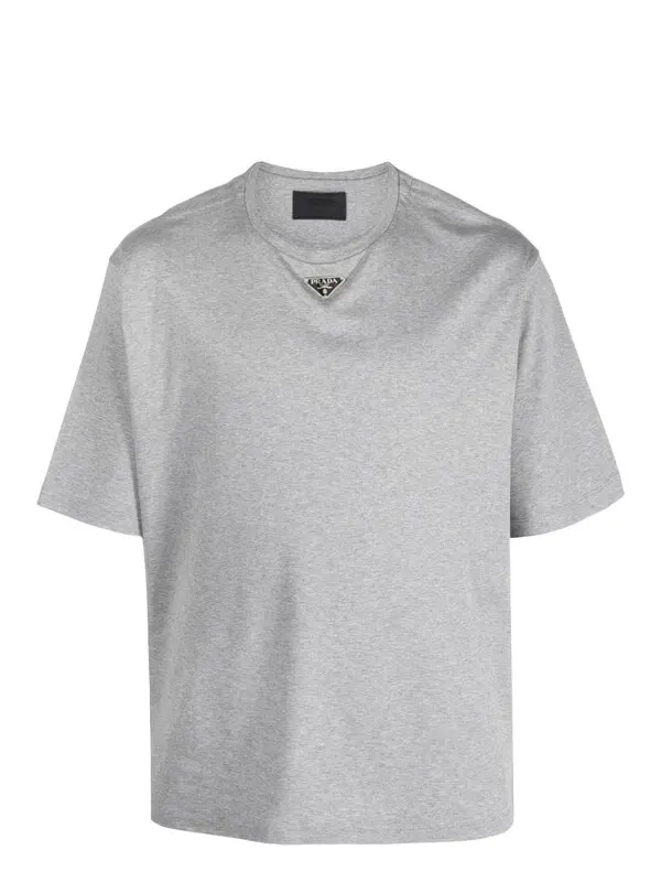 Prada Triangle-logo Cotton T-shirt - Grey