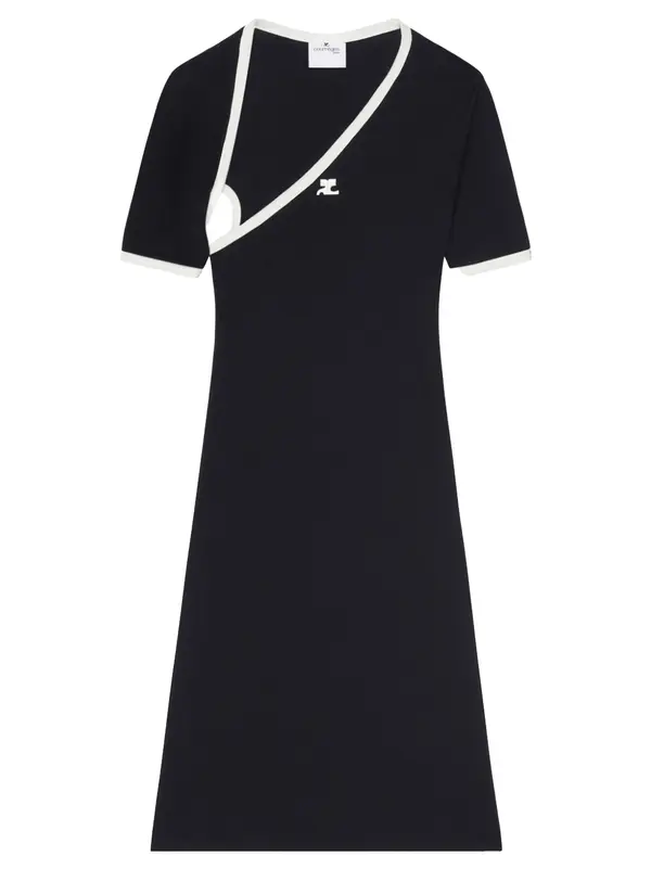 COURREGES Asymmetric-neck Mini Dress - Black