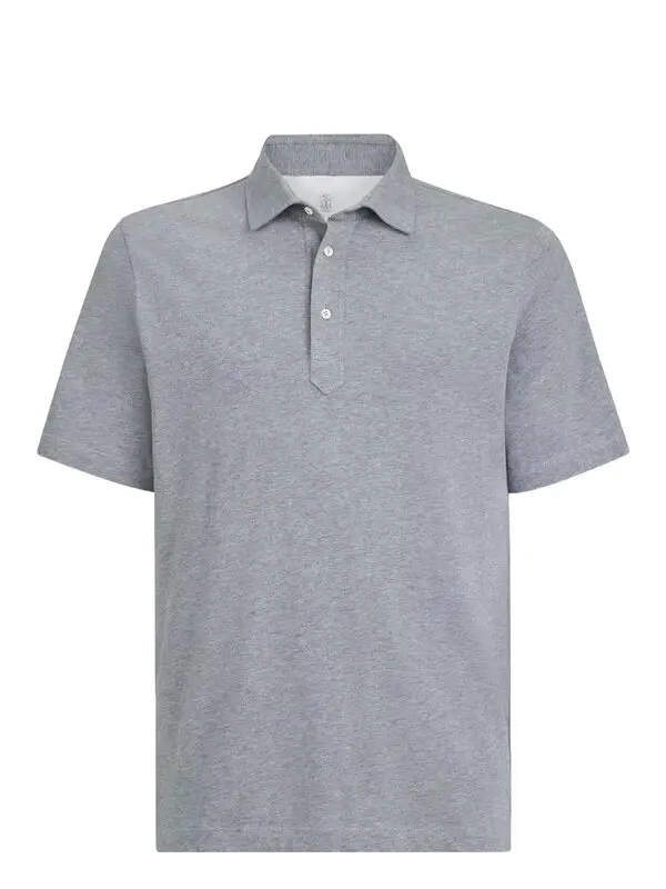 Brunello Cucinelli Cotton Jersey Polo With Shirt-style Collar - Grey