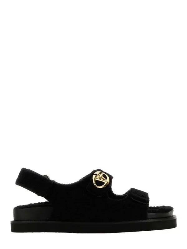 Valentino Garavani Faux-fur Sandals - Black