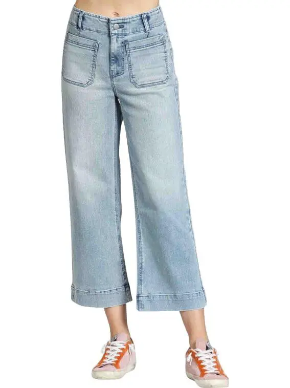 APNY Wide Leg Ankle Jeans - Light Indigo