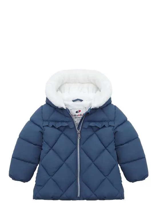 ROKKA&ROLLA Lined Hooded Puffer Jacket - Frost Navy