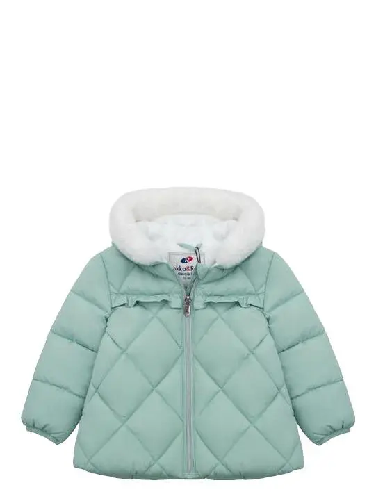 ROKKA&ROLLA Lined Hooded Puffer Jacket - Teal Mint