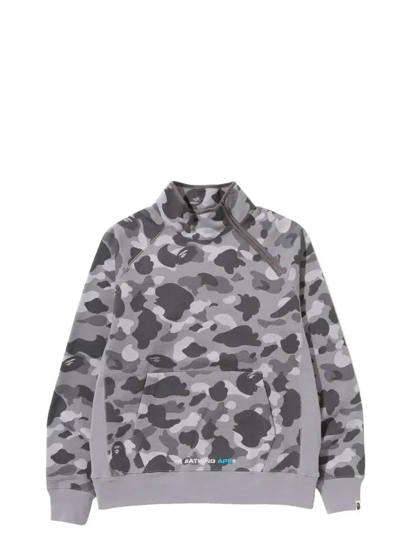 BAPE Honeycomb Camo Side Zip Crewneck Sweatshirt - Grey