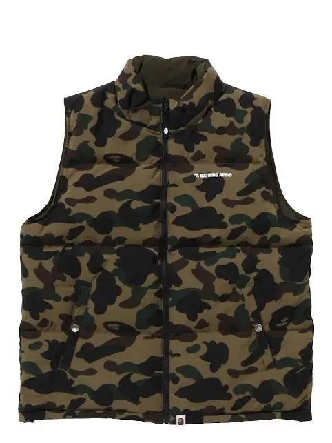 A BATHING APE 1st Camo Reversible Down Vest - Green