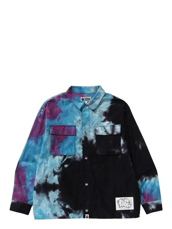 A BATHING APE Tie Dye Relaxed Fit Cpo Shirt - Black