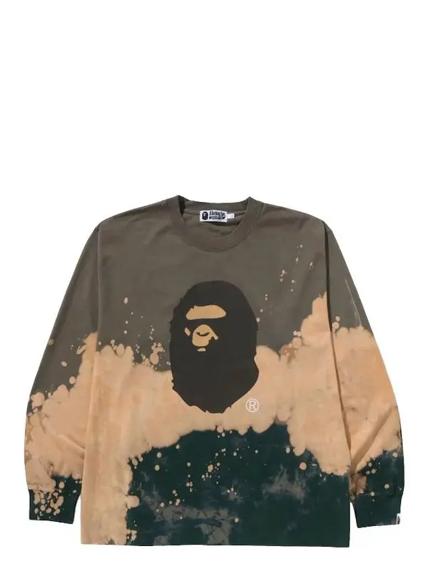 A BATHING APE Tie Dye Ape Head Relaxed Fit Long Sleeve Tee Shirt - Beige