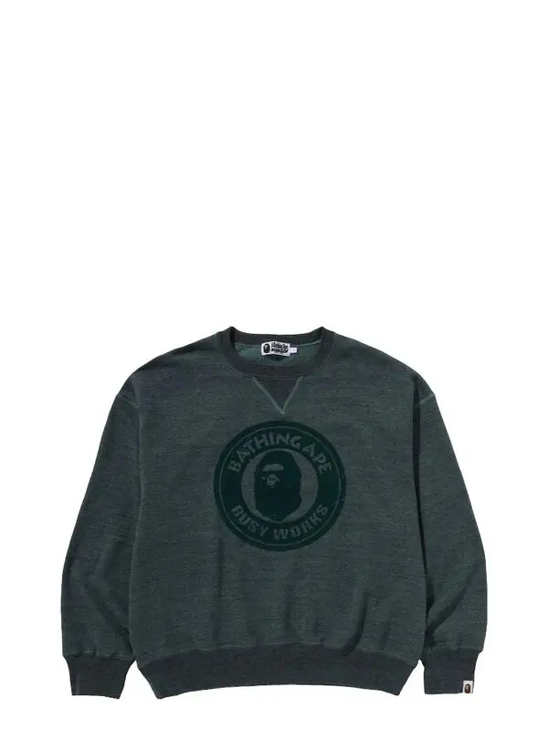BAPE Over Dye Busy Works Crewneck Sweatshirt - Green